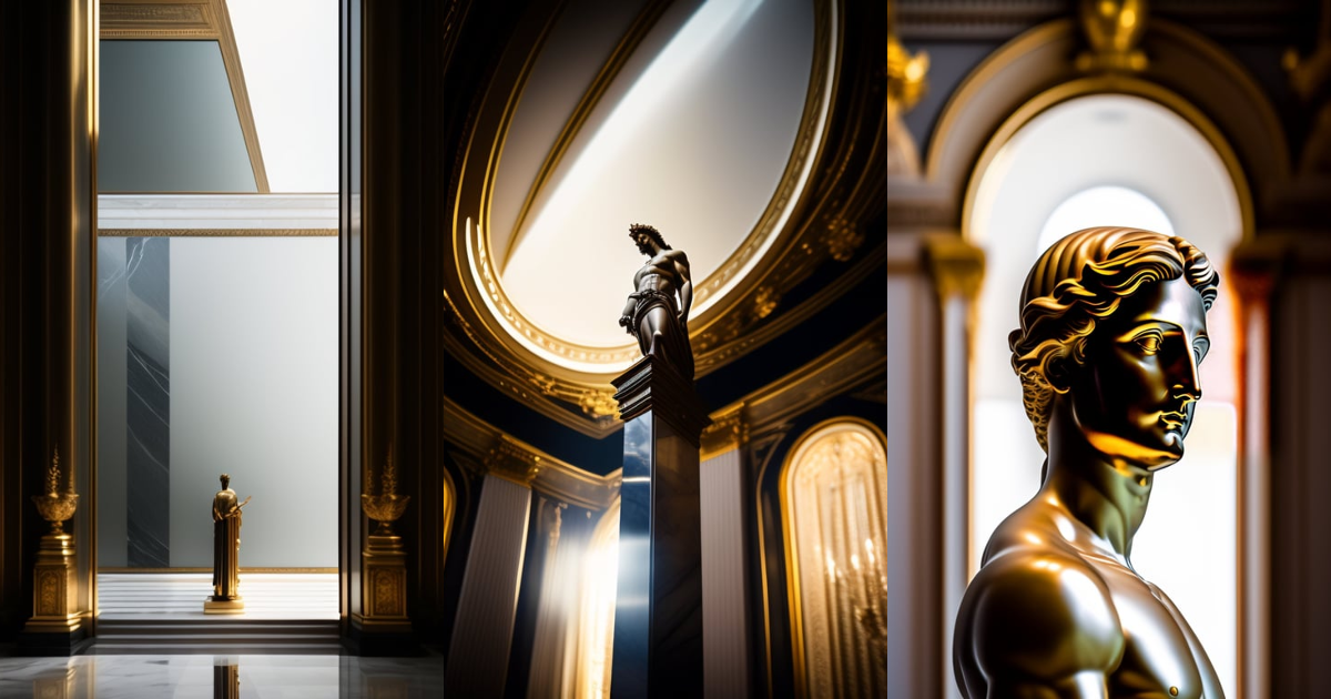 Lexica - Photo of a bronze statue of da vinci's david, gleaming ...