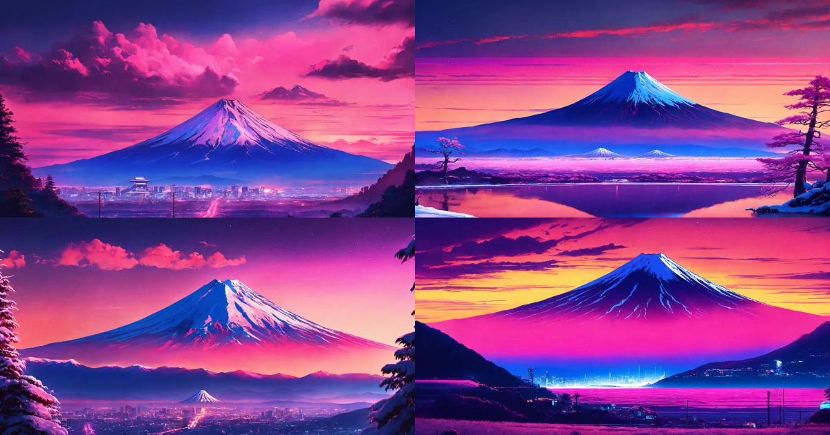 Lexica - Synthwave style snowy fuji yama future