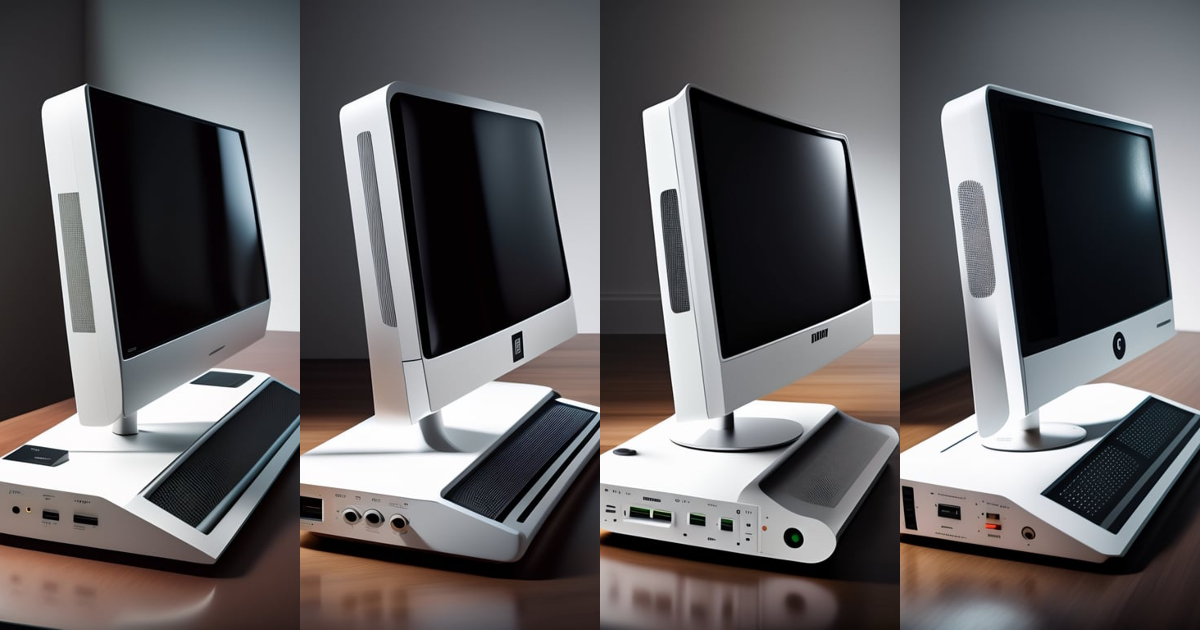Lexica - A PC Monitor designed by Dieter Rams. Product ad futuristic.