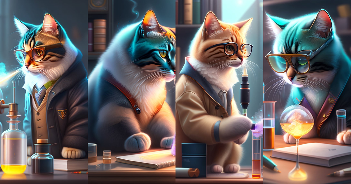 Lexica - A scientist cat doing it's research at the laboratory using a ...