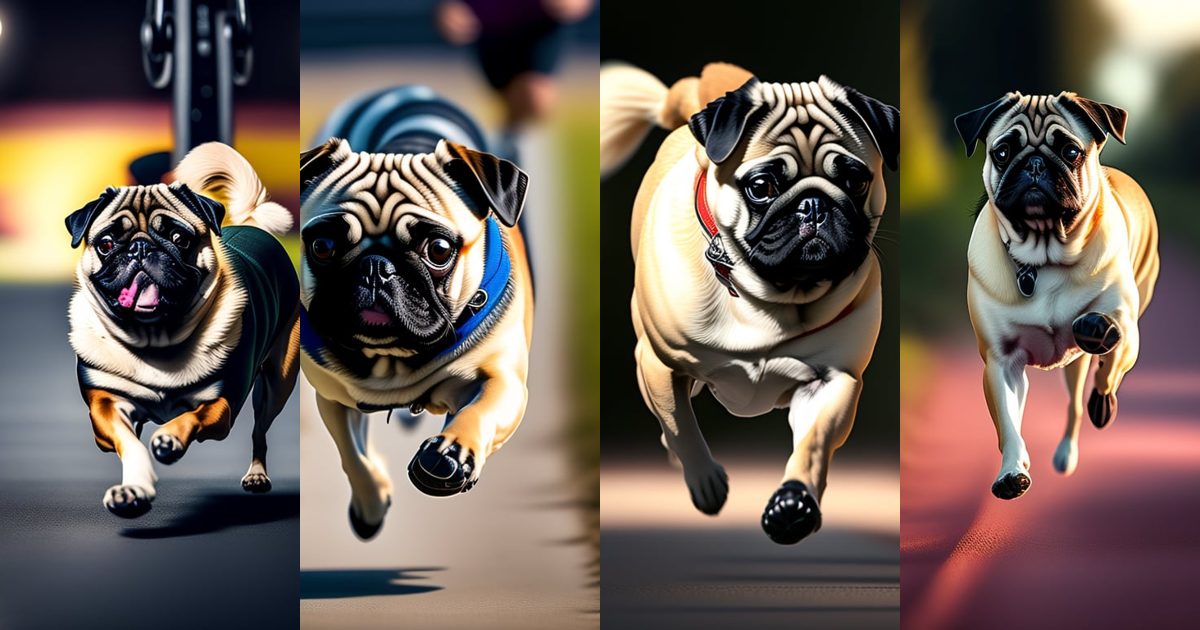 Lexica - The same pug is running into his CrossFit class late as usual ...
