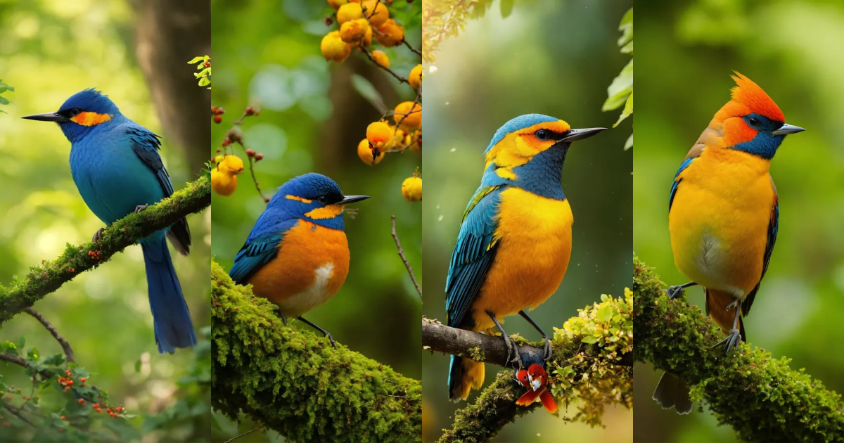 Lexica - Beautiful birds in forest