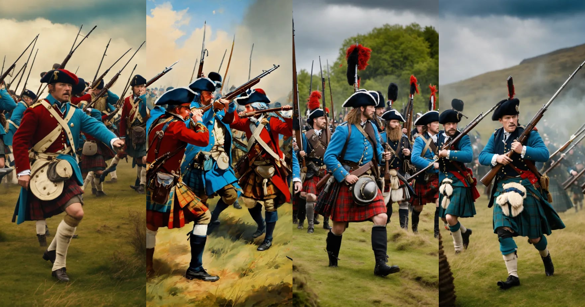Lexica - Scottish clansmen fighting in a battlefield using muskets ...