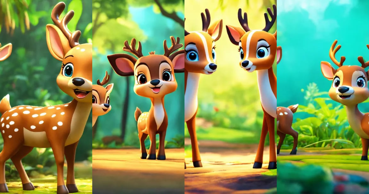 Lexica - Cartoon cute 3d style 2 deer talking in jungle
