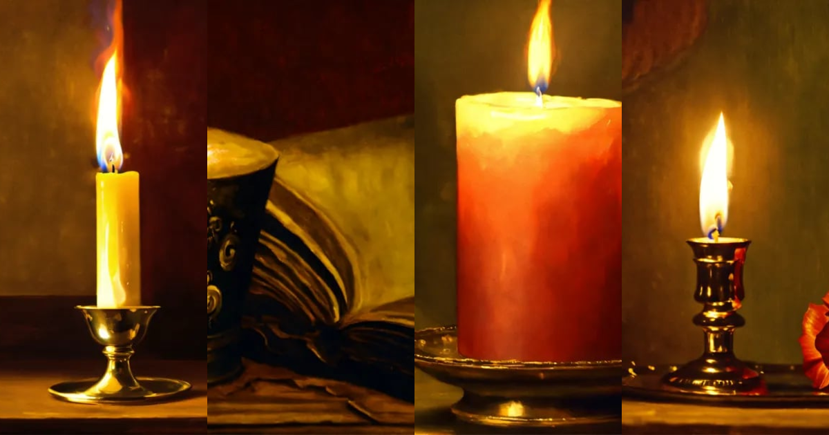 Lexica - Renaissance oil painting of a lit candle