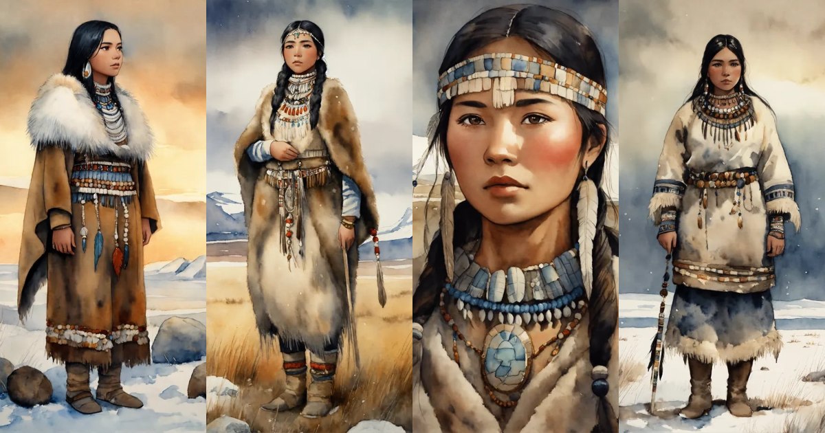 Lexica - Full body Illustration of an inuit woman, young, 18 years old ...