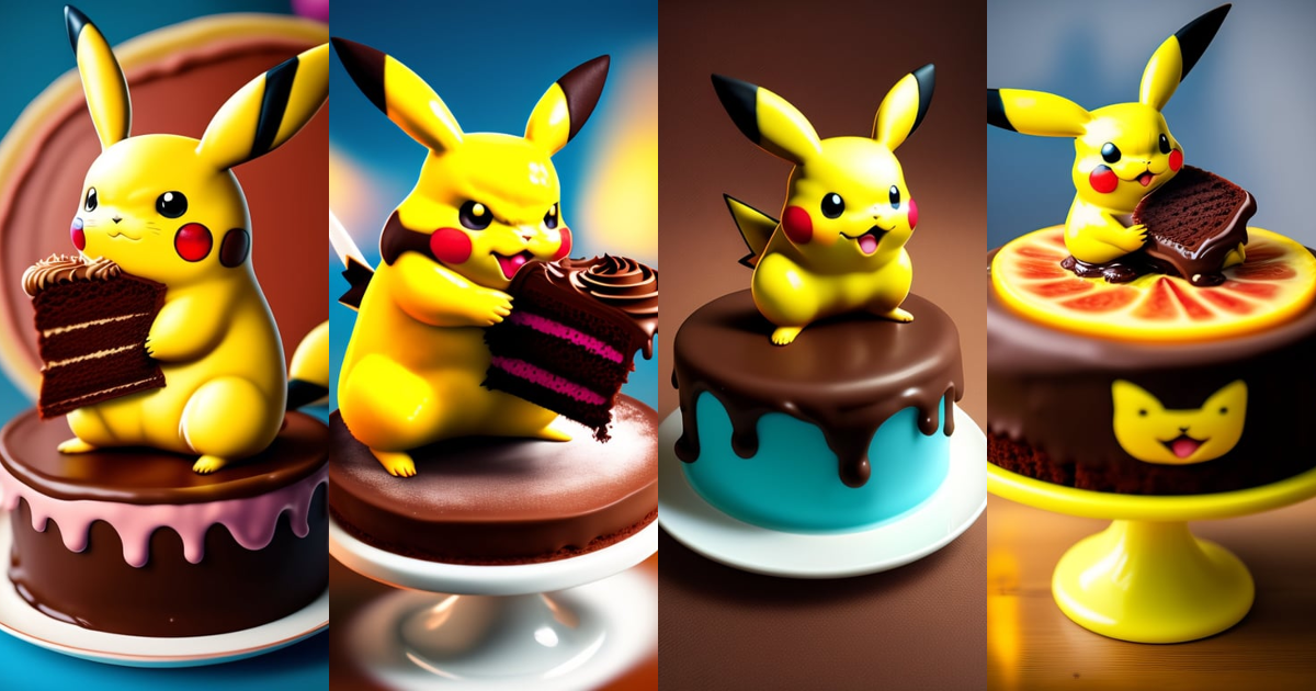 Lexica - Pikachu attacking a chocolate cake with an electric attack ...