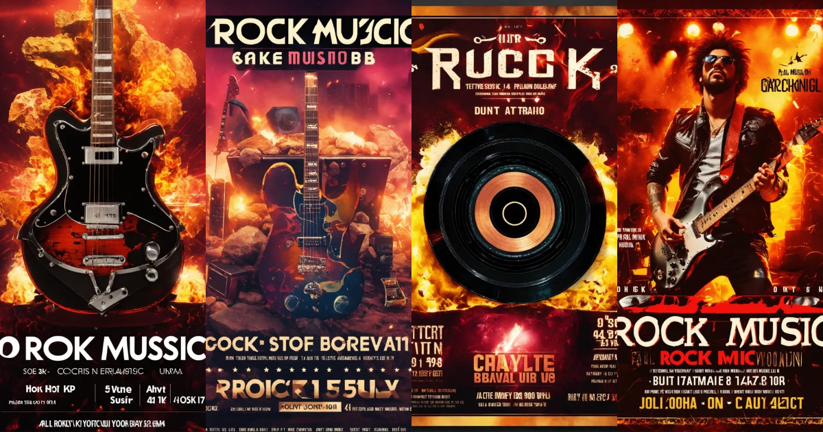 Lexica - Rock music flyer photoshop 4k