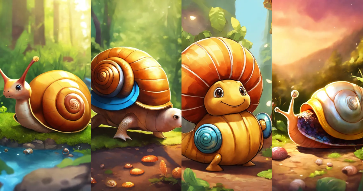 Lexica - Super Snail's slow heroics, conquering challenges with a shiny shell, cartoony