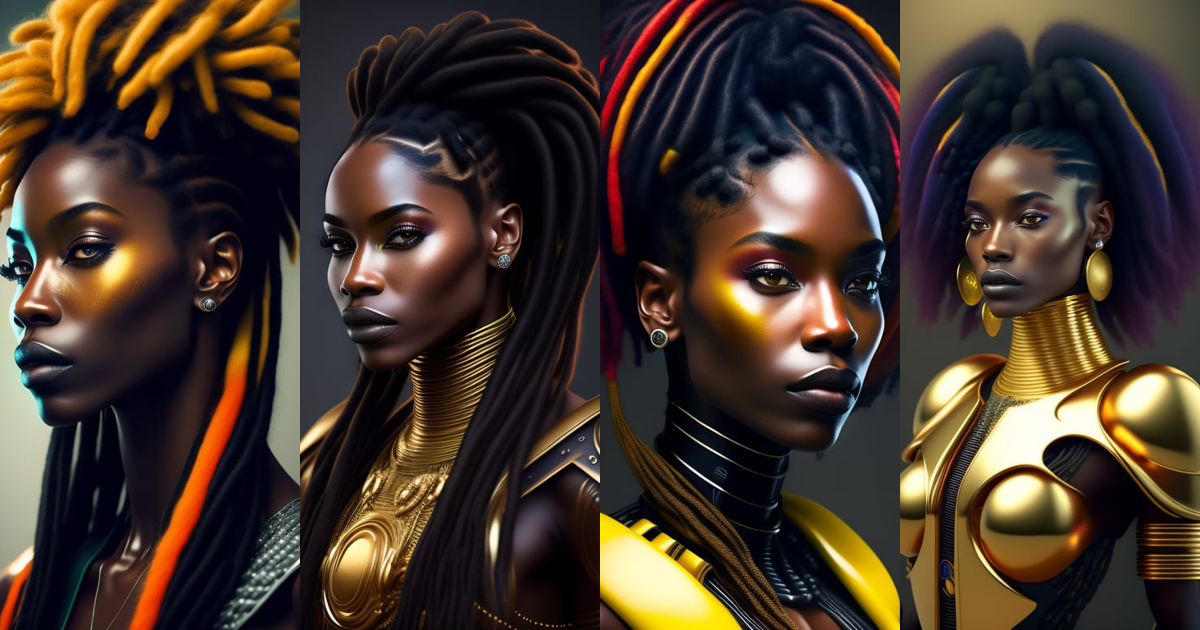 Lexica - True alien, african, dreadlocks, ultra realistic, robot, portrait