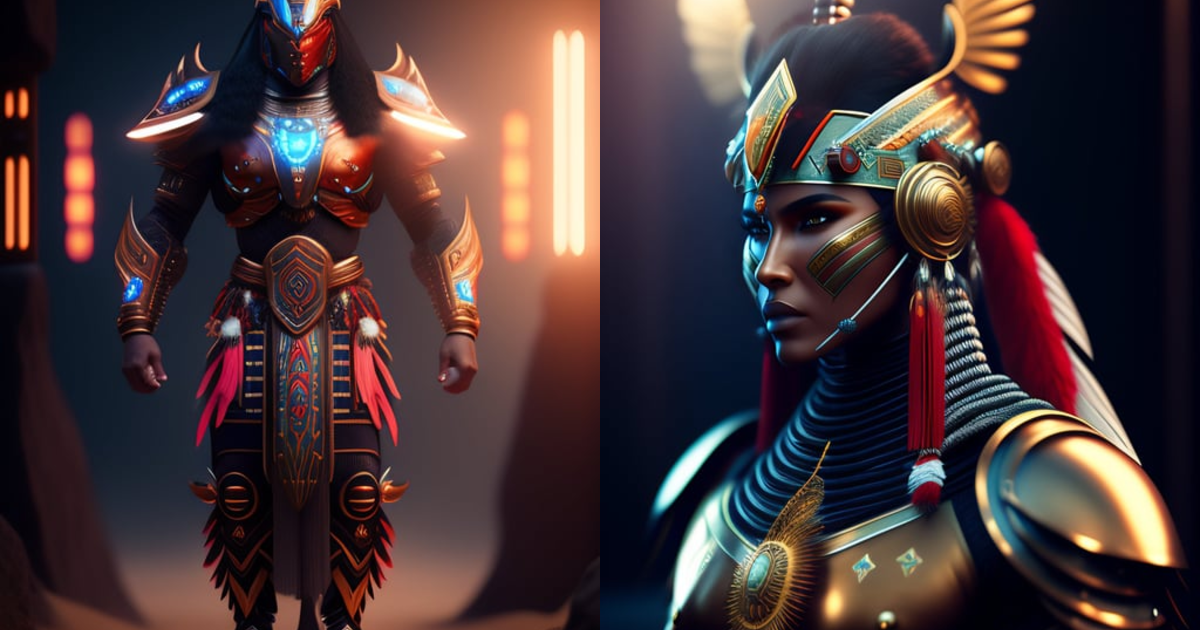 Lexica - AZEC WARRIOR, OCTANE RENDER, FULL BODY, CINEMATIC LIGHTING ...