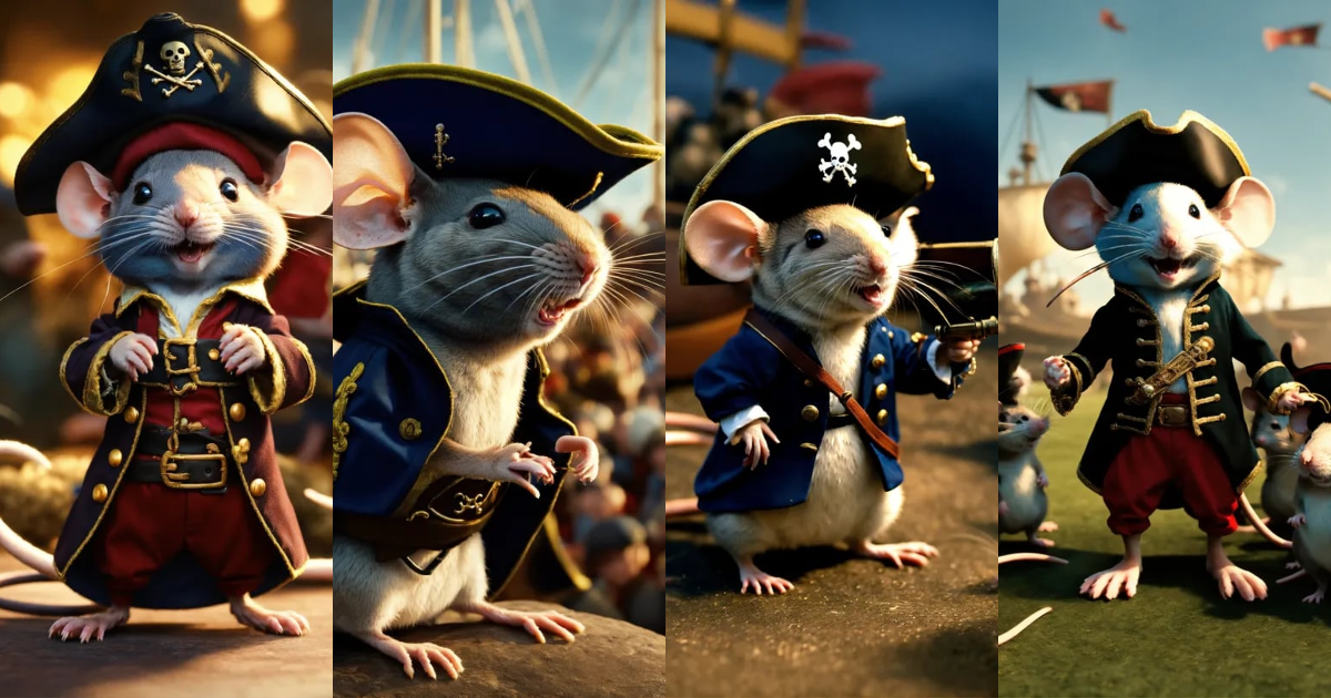 Lexica - A mouse dressed as a pirate speaking to a crowd of mice who ...