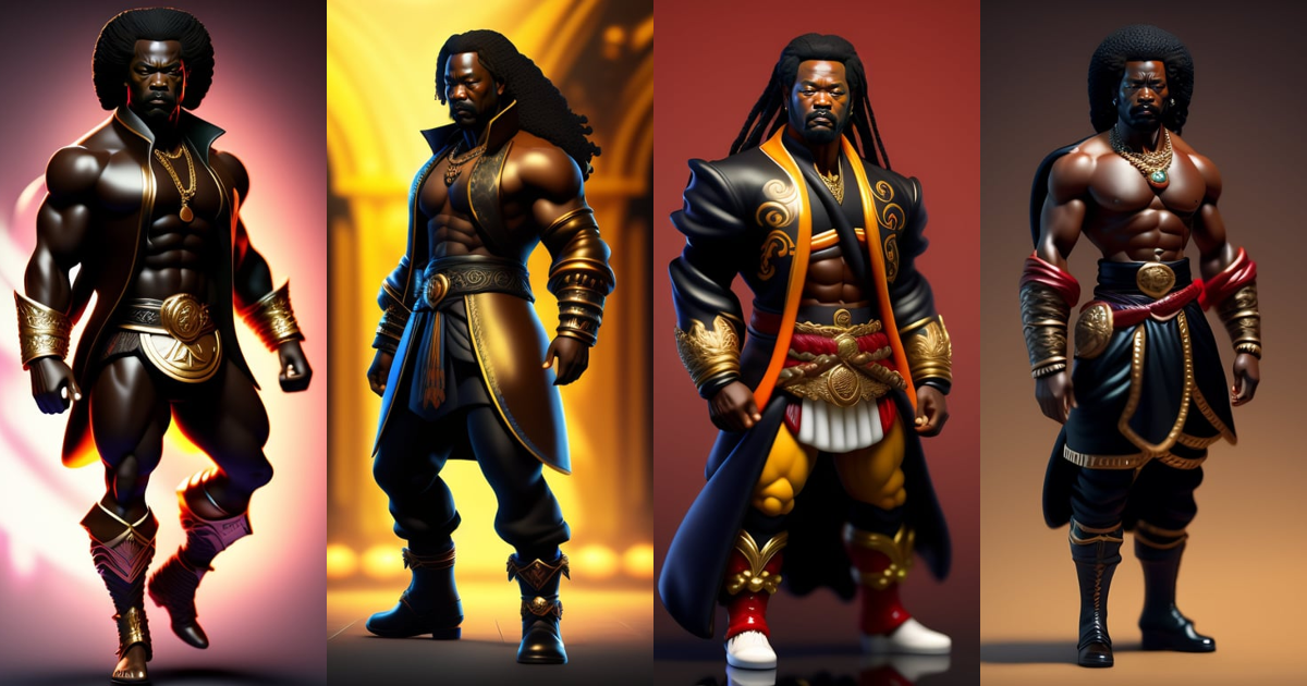 Lexica - Black drunken master full body view