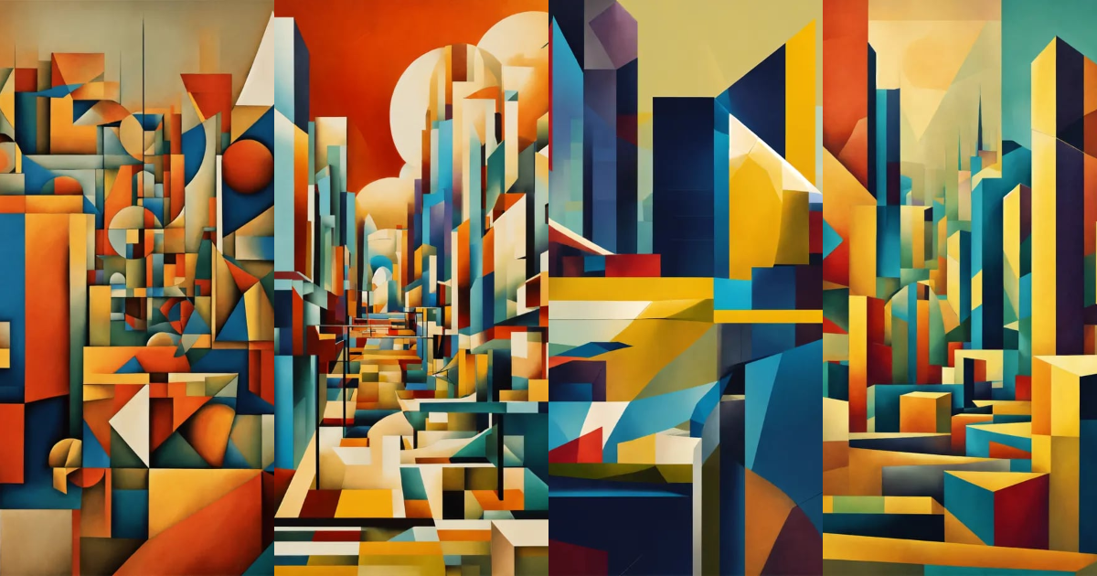 Lexica - Abstract design and minimalist of Urban Chaos cubist art in ...