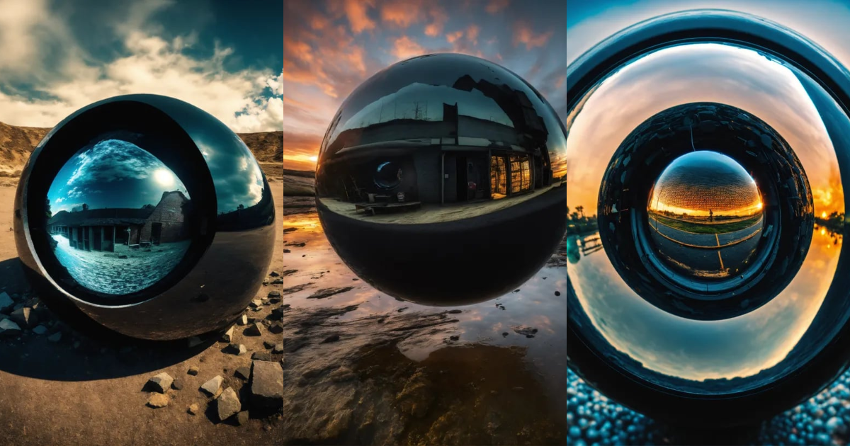 Lexica - Photo fish eye 3d Digital art Black strange object odd shape ...