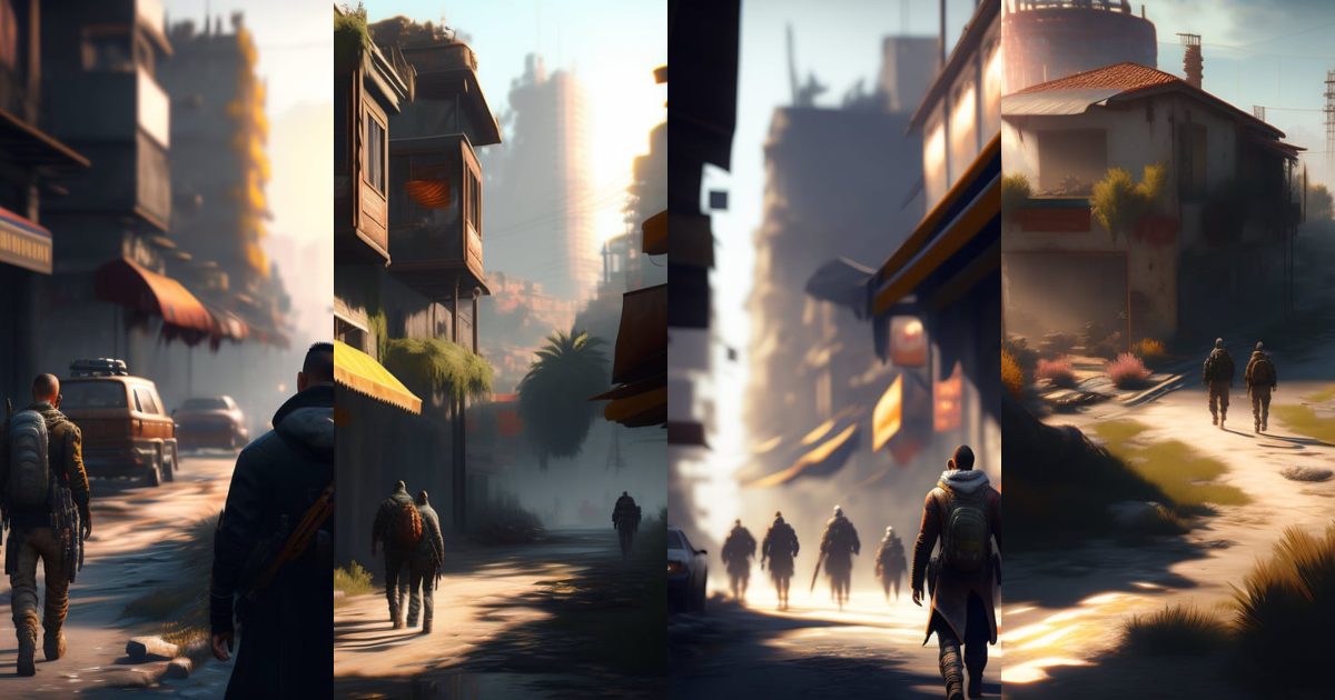 Lexica - Dying light 2 art style, civilian survivors walking along a ...