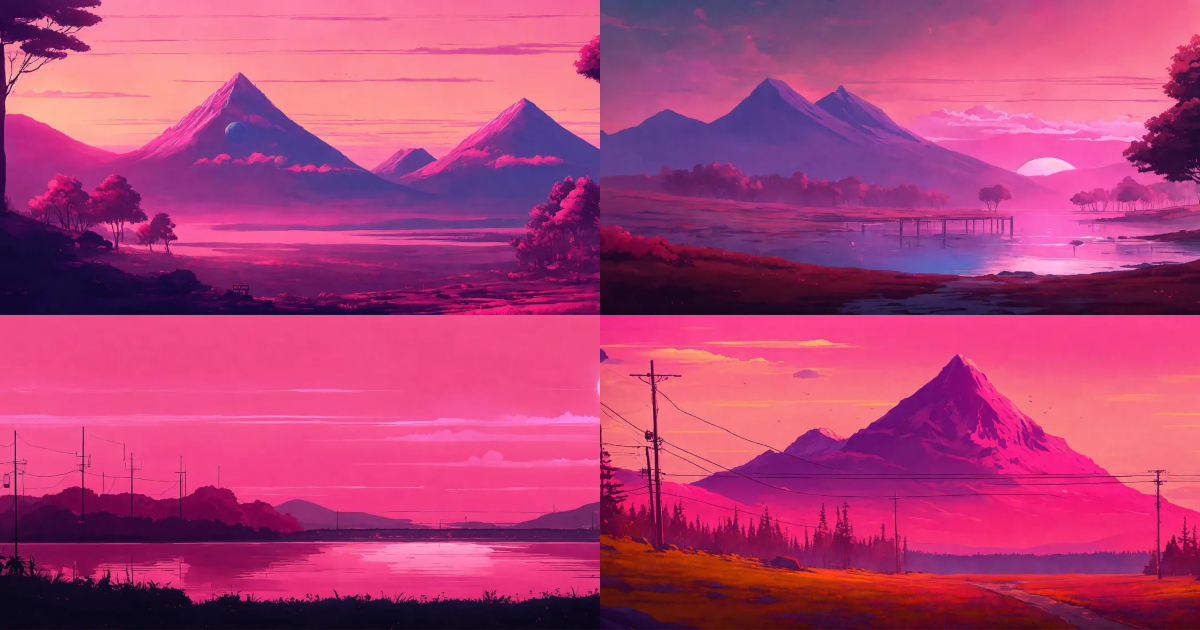 Lexica - Epic lo fi landscape, pink hue