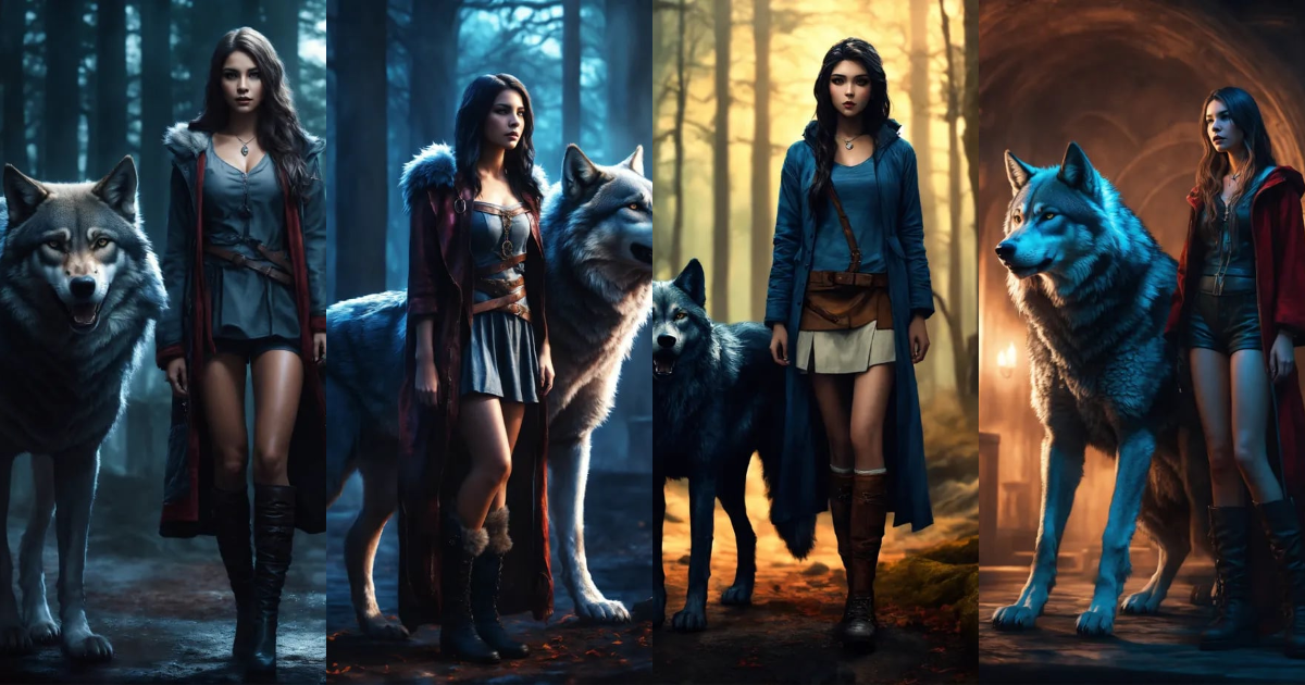 Lexica - Beautiful full body girl in werewolf academy with a wolf ...