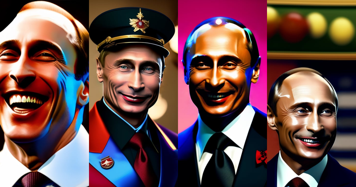Lexica - Vladimir Putin smiles as the Joker