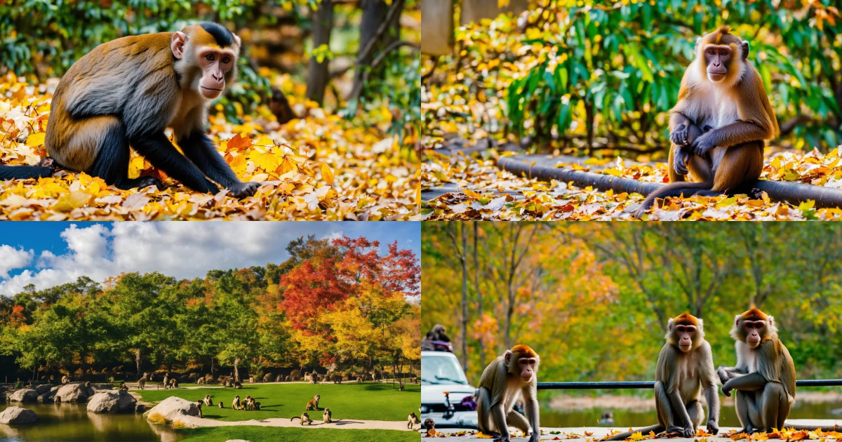 Lexica - Monkeys in the zoo during fall season