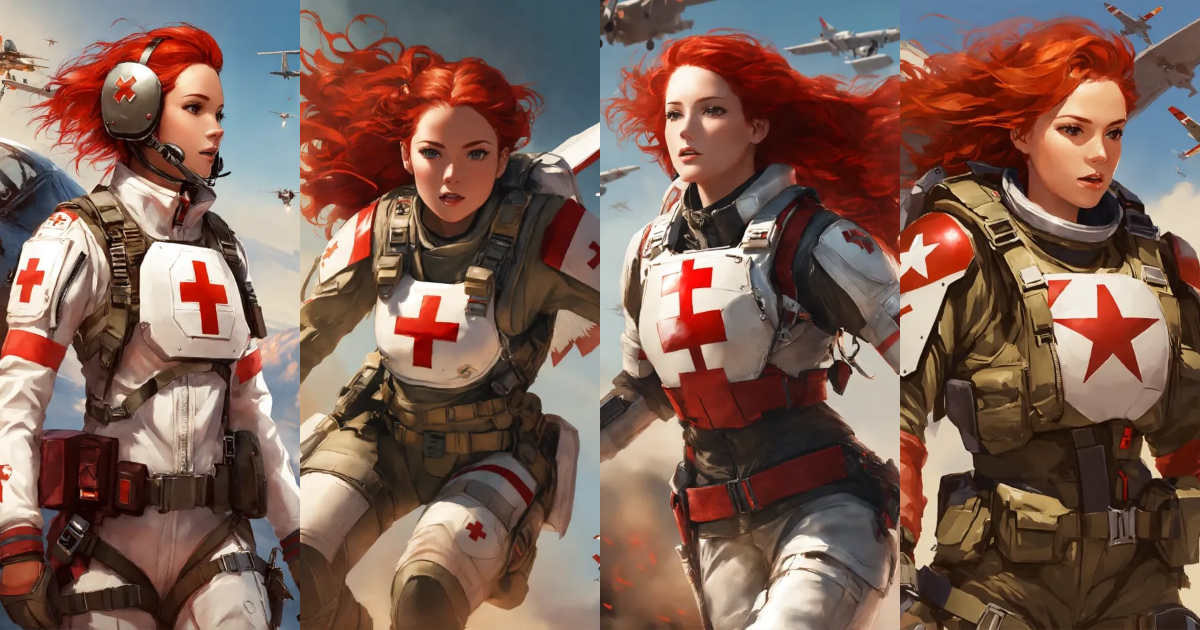 Lexica - Female red hair athletic wearing white metal fighter pilot ...