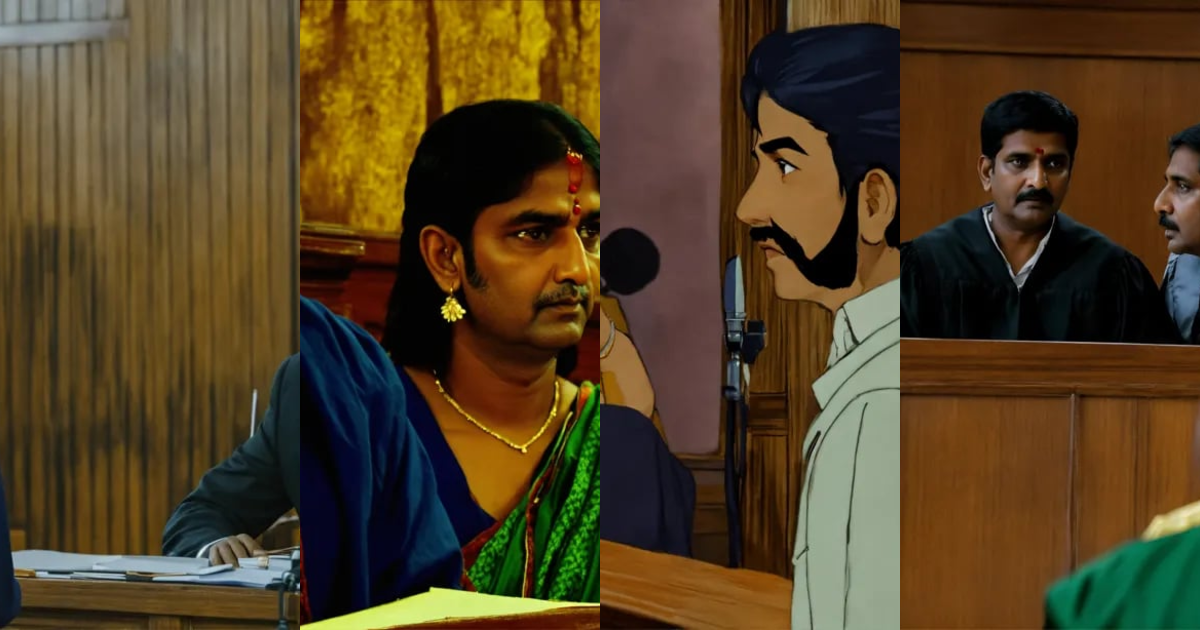 Lexica - Two Indians talking in court, the judge is listening to them.