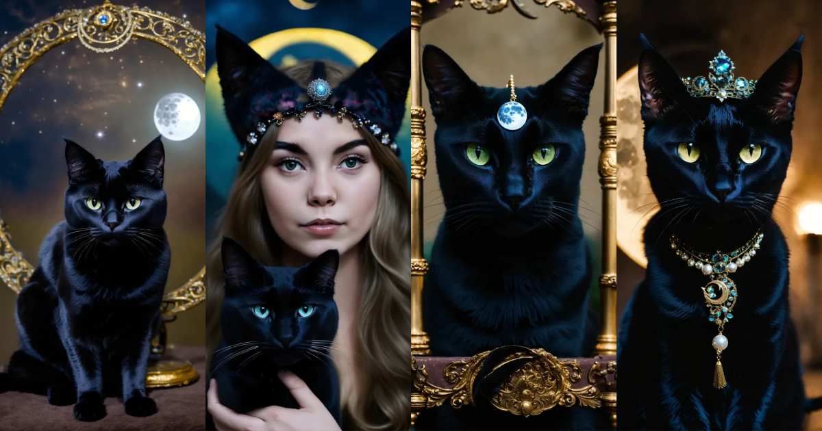 Lexica - Luna the cat in real life with crecent moon headpiece, real ...