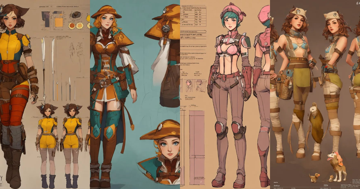 Lexica - Holly polly, character sheet, character design, chart, reference sheet, multiple views ...