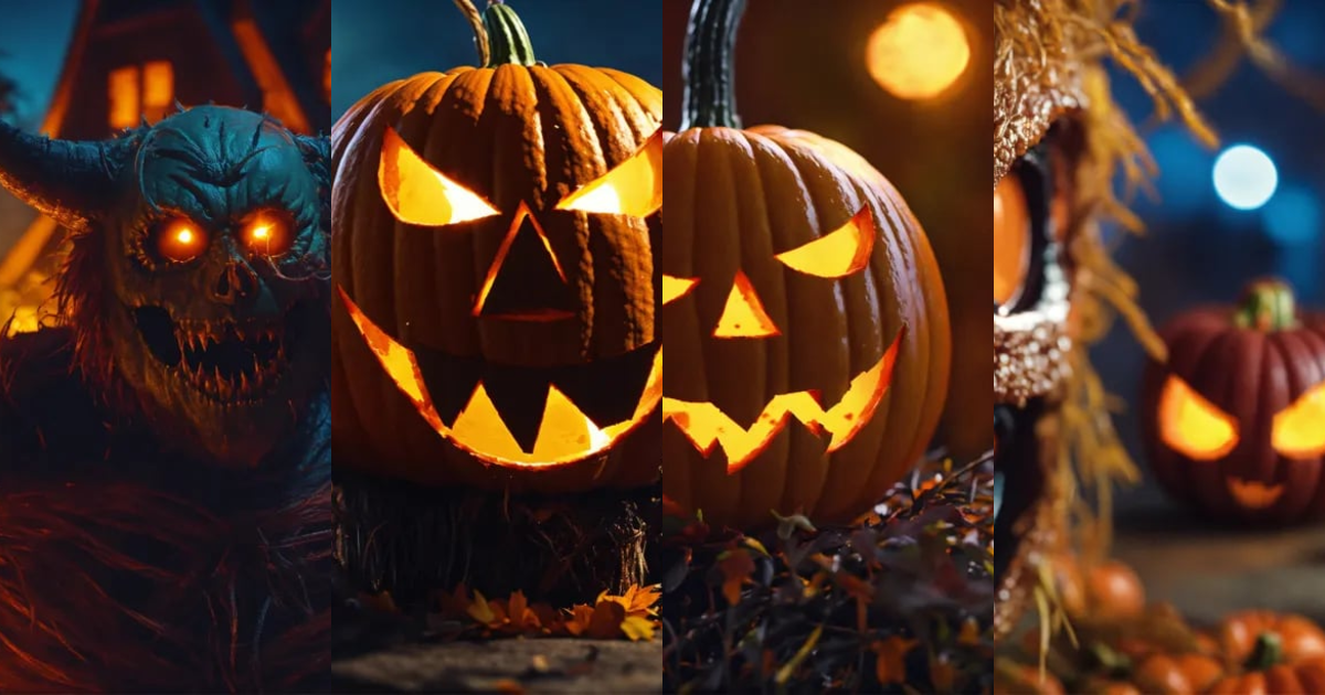 Lexica - Halloween monster, close up, 4k, halloween town background