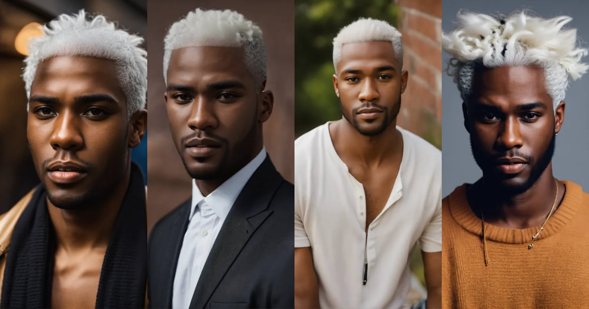 Lexica - Black man, caramel skin, white hair