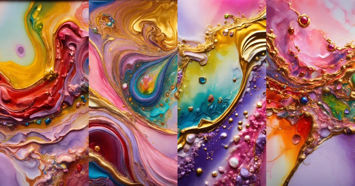 Lexica - Colorful abstract painting oil and water complex complicated ...