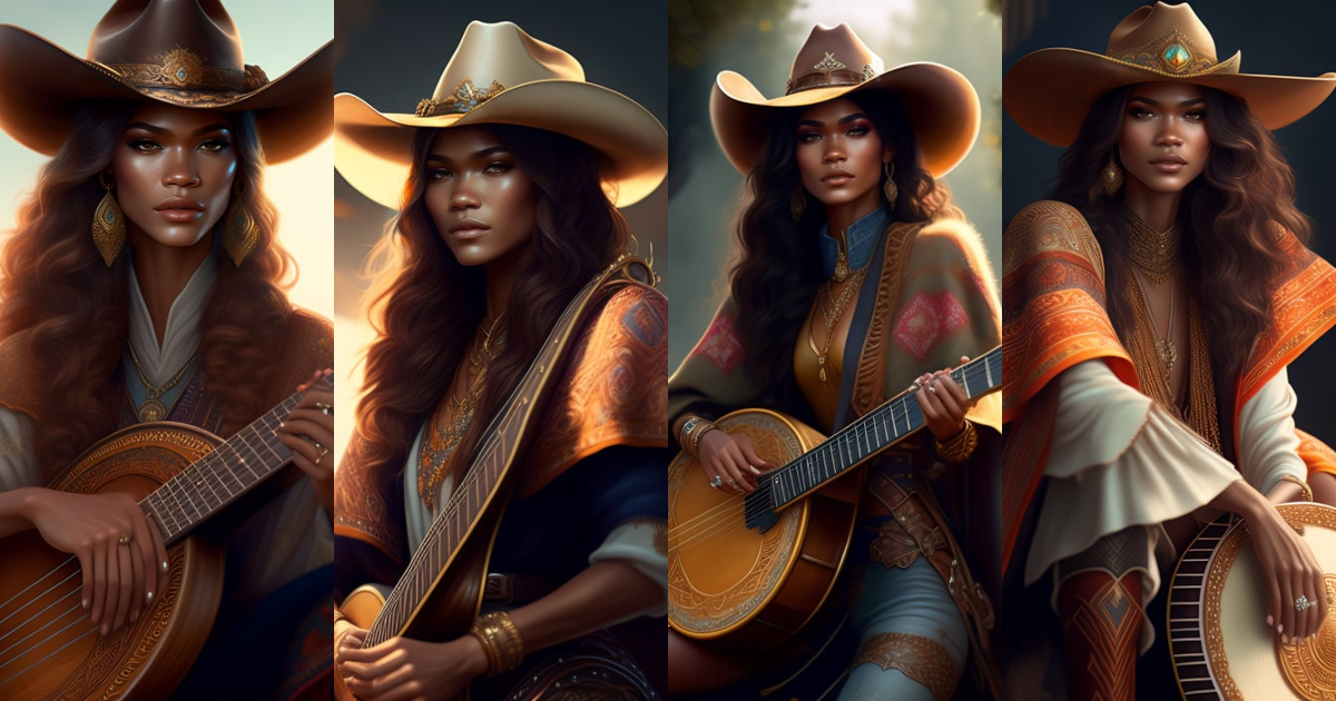 Lexica - A highly detailed illustration of zendaya wearing cowboy hat ...