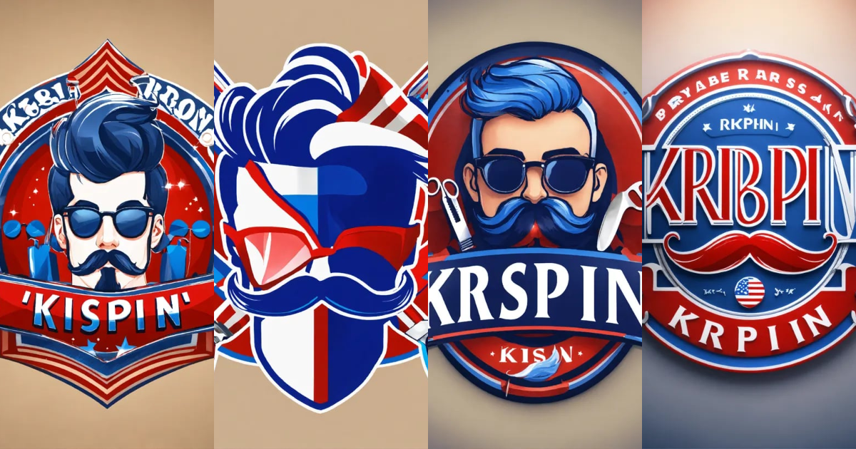 Lexica - The word "Krispin" as a logo, white red blue colors, barber ...