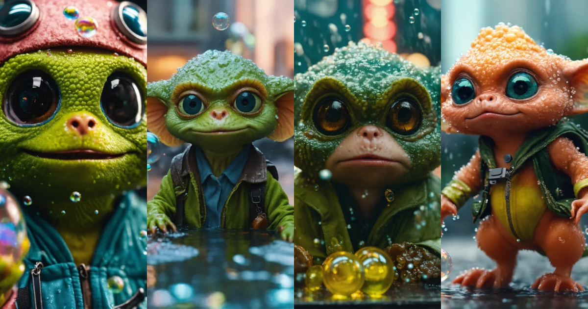 Lexica - Over the shoulder shot, Leica portrait of a wet gremlin ...