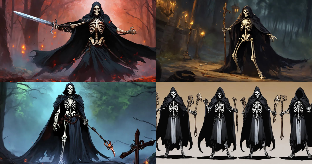 Lexica - Body shot, enraged, boneclaw skeleton undead monster, with hooks for hands, 5e dnd ...