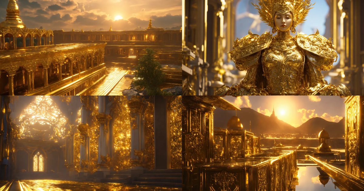 Lexica - Automated divinity, gold, breathtaking, 4K resolution, Blender