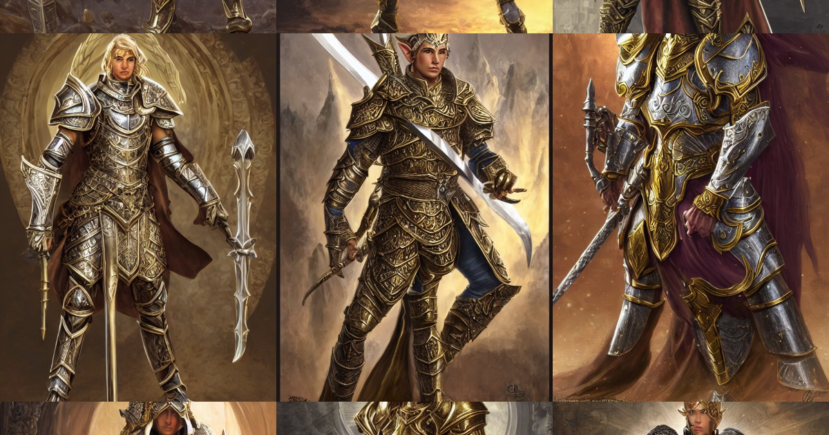 Lexica - Full body picture of a handsome male elf paladin in a temple ...