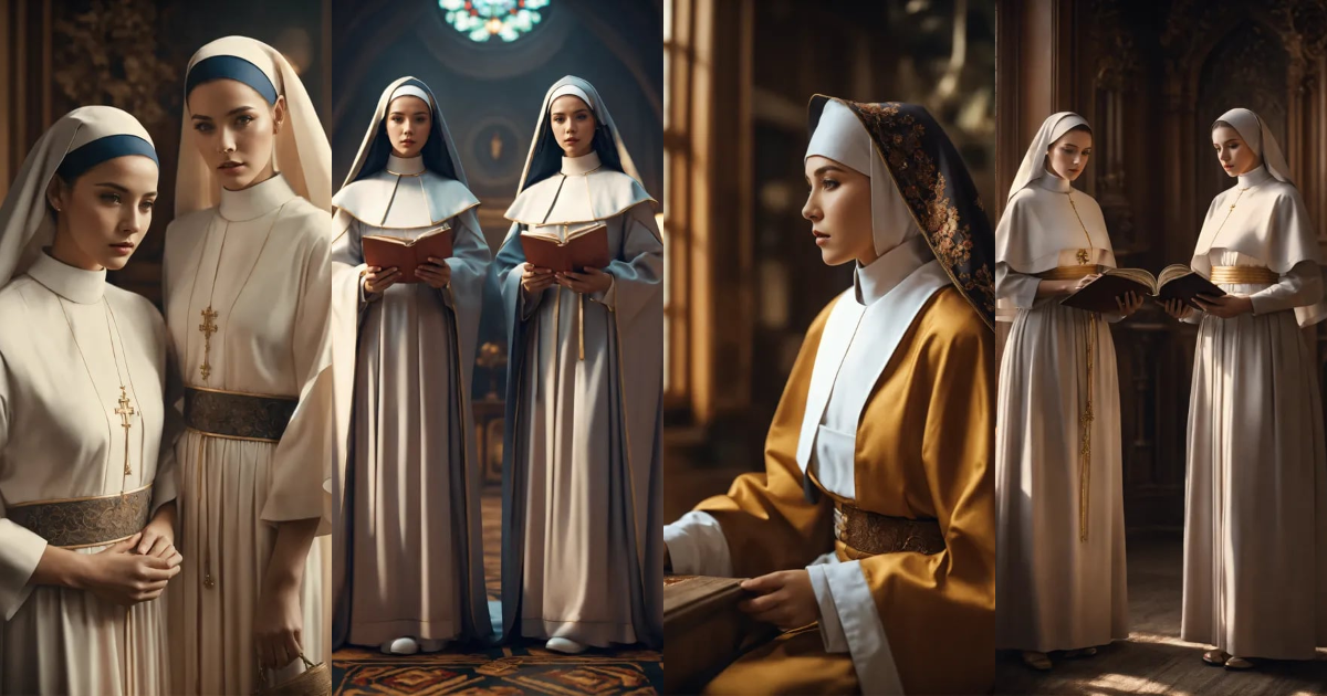 Lexica - Beautiful nuns, in home, full body photo, intricate detail ...