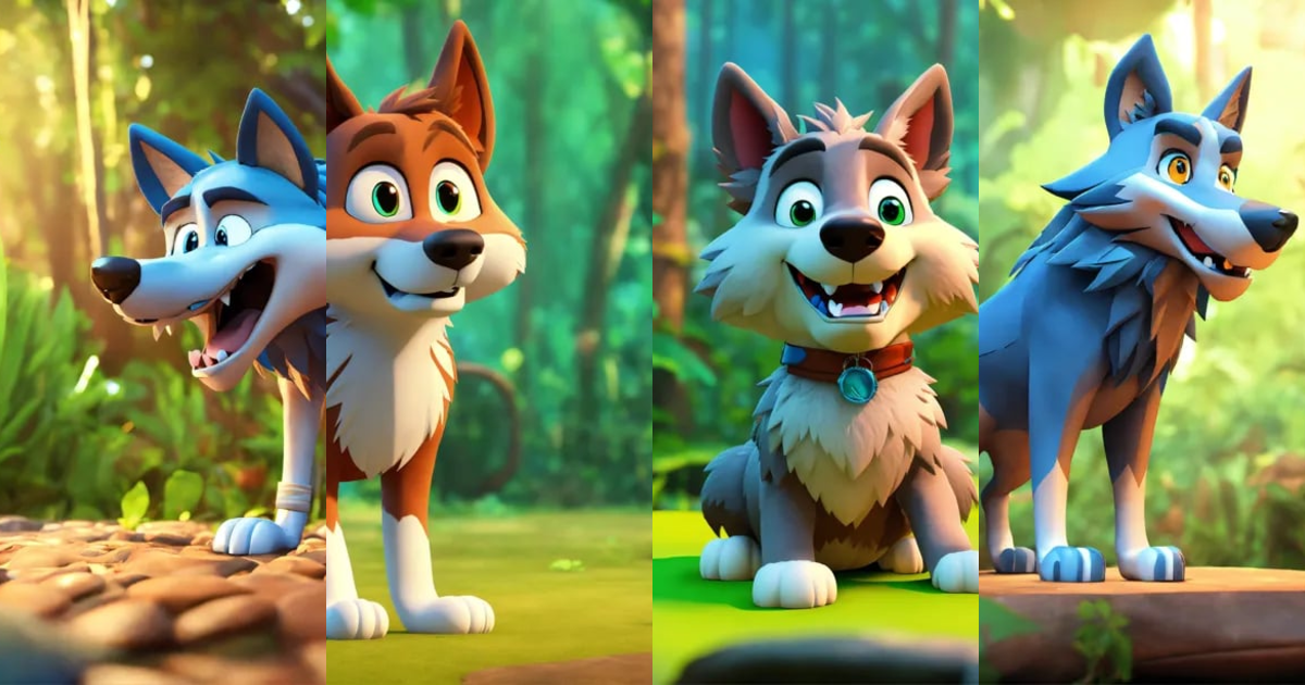 Lexica - Cartoon 3d style wolf talking in jungle