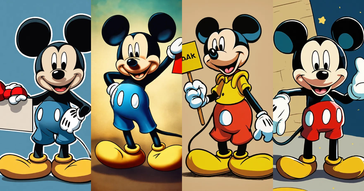 Lexica - 2d mickey mouse holding a sign in his hands, 8 k, high detail ...