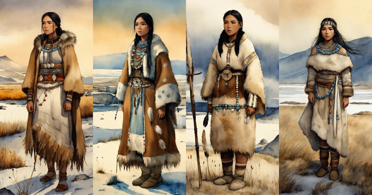 Lexica - Full body Illustration of an inuit woman, young, 18 years old ...