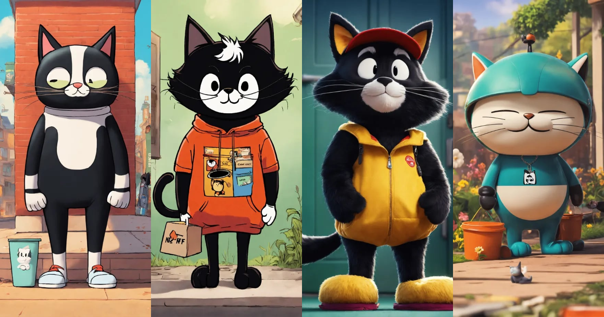 Lexica - A tall human like cat like the cartoon character felix the cat ...