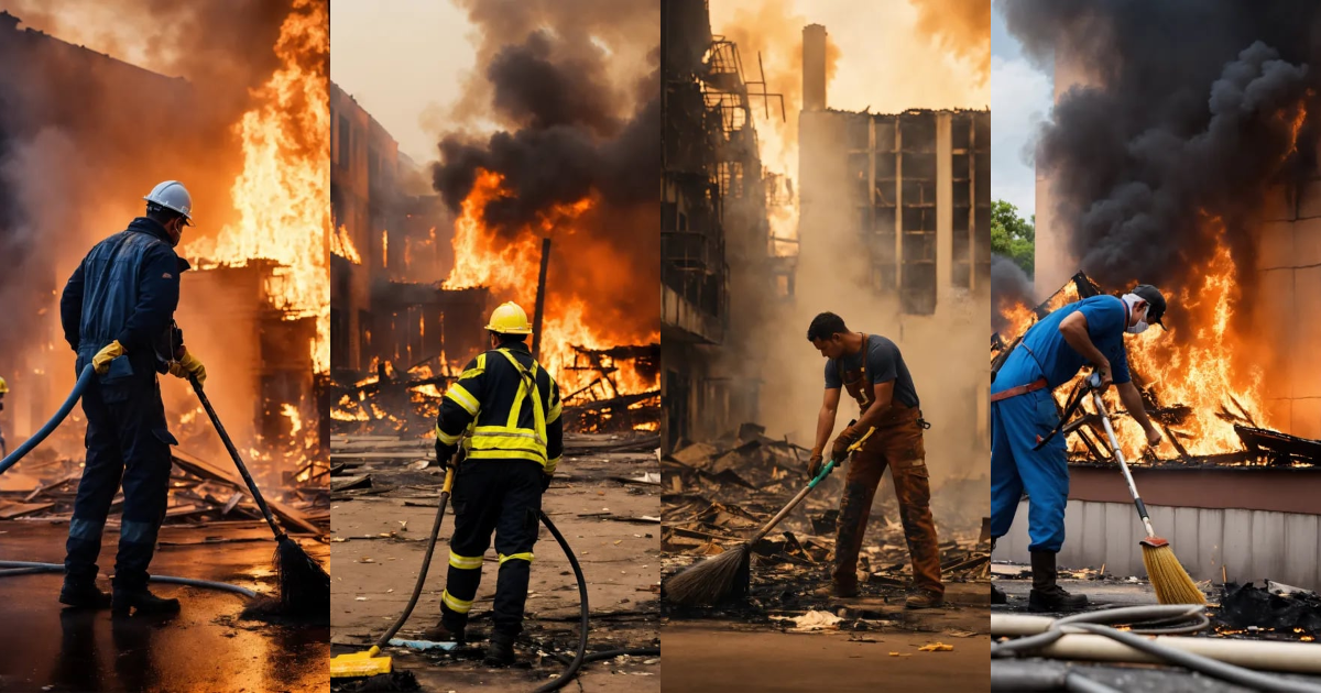 Lexica - Please create a realistic image of a man cleaning a building ...