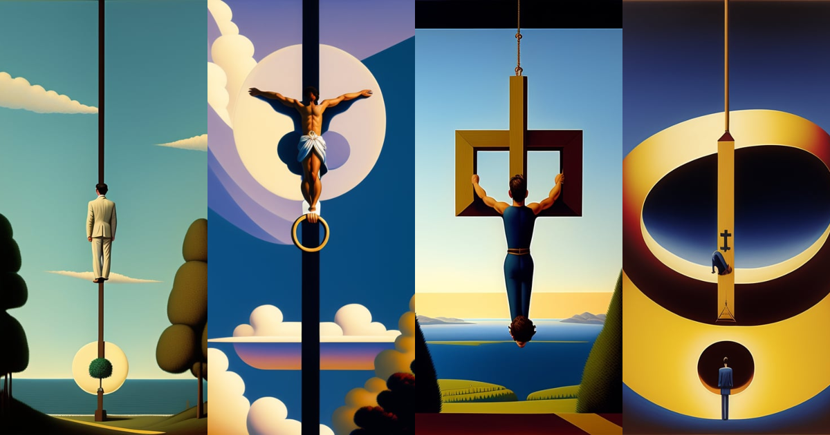 Lexica - The Hanged Man shows a man suspended from a T-shaped cross ...