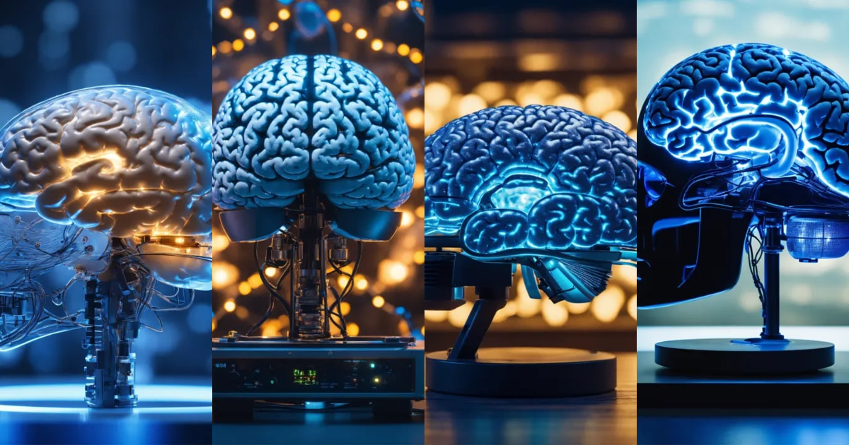 Lexica - "illuminated thought process", glowing brain center stage ...