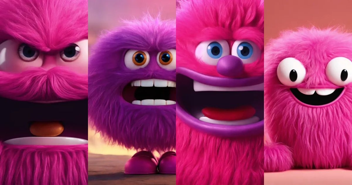 Lexica - Pink hairy grimace character