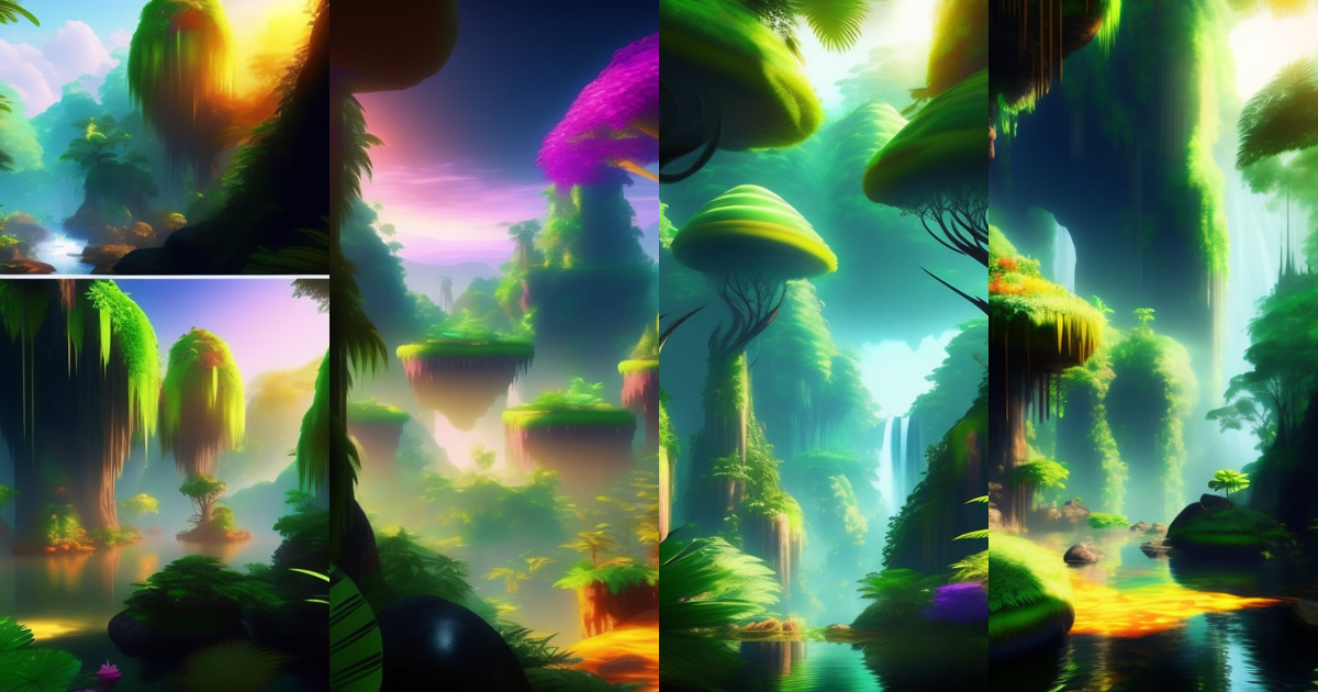 Lexica - Vibrant fantasy, photo-realistic, beautiful jungle, hyper ...