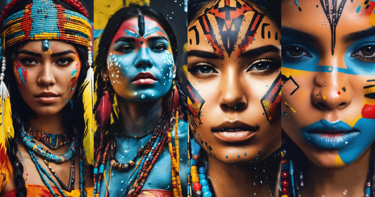 Lexica - Beautiful Indigenous woman pop art style 8k graffiti with ...