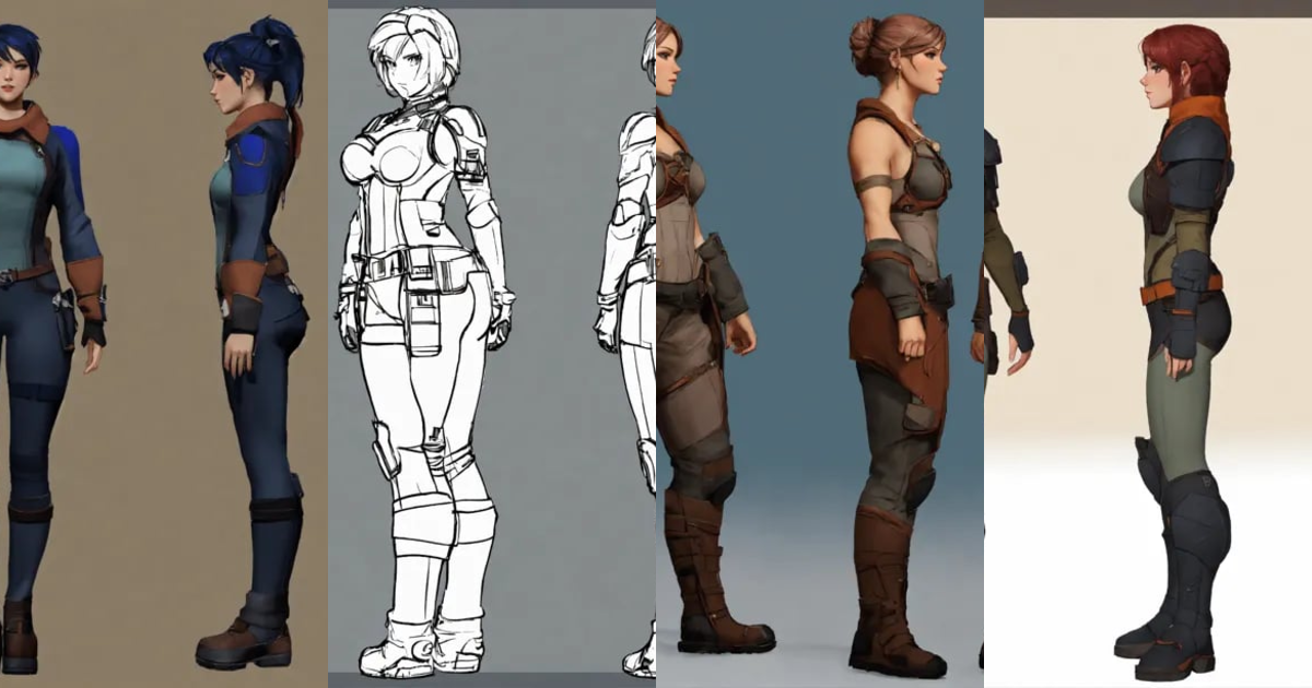 Lexica - Character sheet, full body, reference sheet, character model, detailed, front view ...