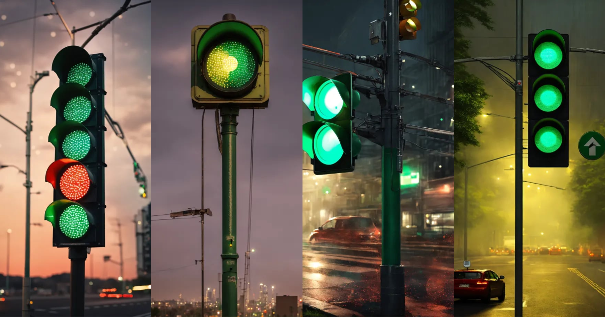 Lexica - Create a single green trafficlight with the typical structure ...